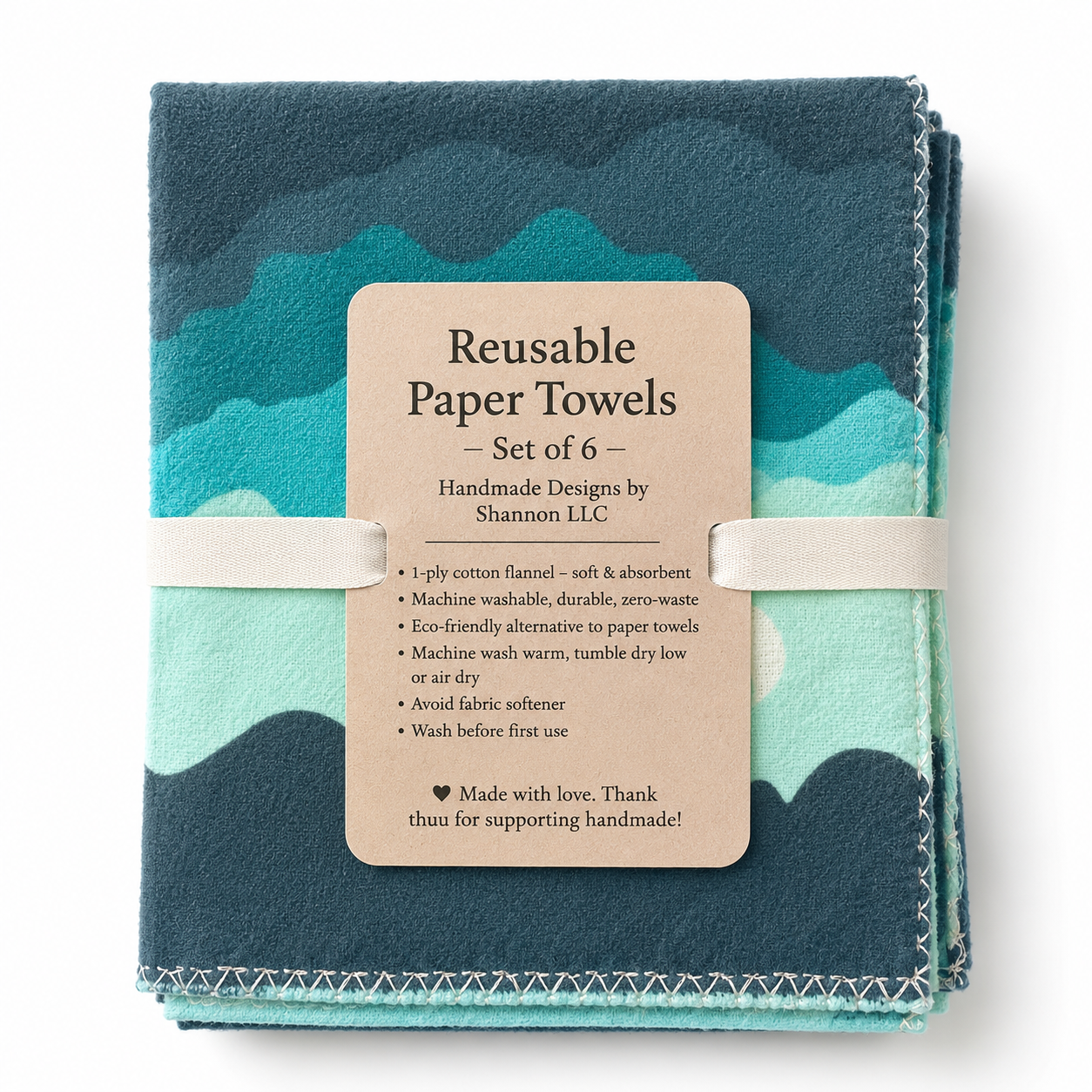 Teal Mountain Reusable Paper Towels – Eco-Friendly Flannel Unpaper Tow ...